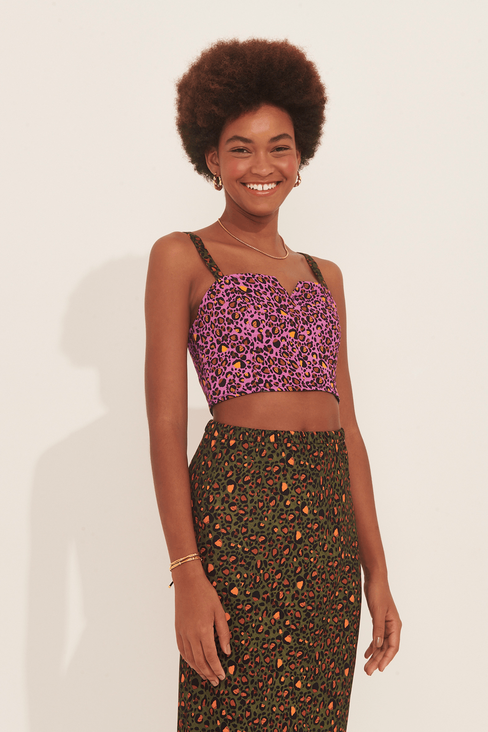 cropped duplo bella estampa bicho do mato lilás - Garage Rio