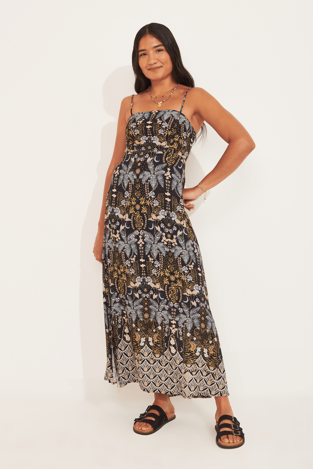 vestido grazi longo alça estampa restinga magica - Garage Rio