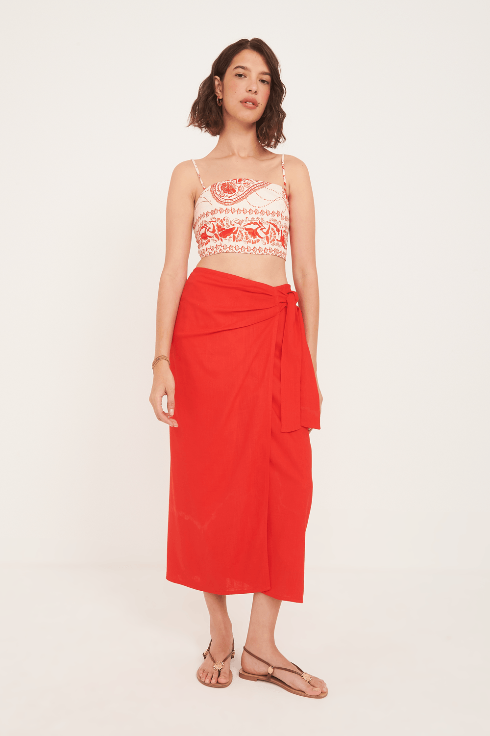 cropped bibi alça fina lastex estampa mandala rubi - Garage Rio