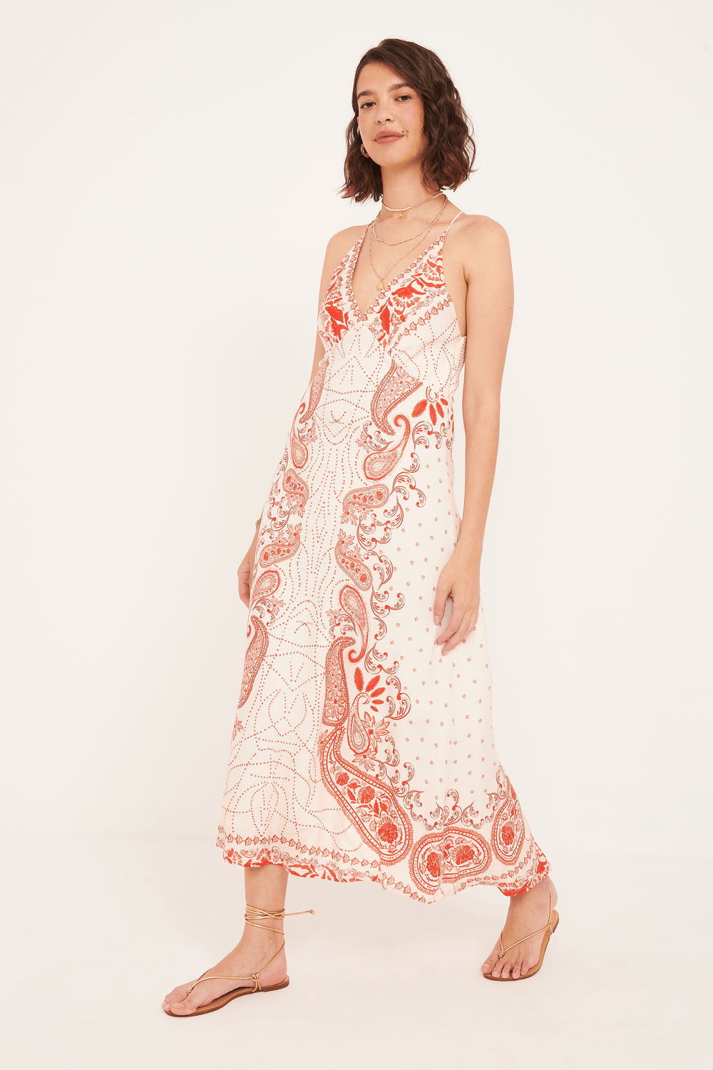 vestido midi bela estampa mandala rubi - Garage Rio