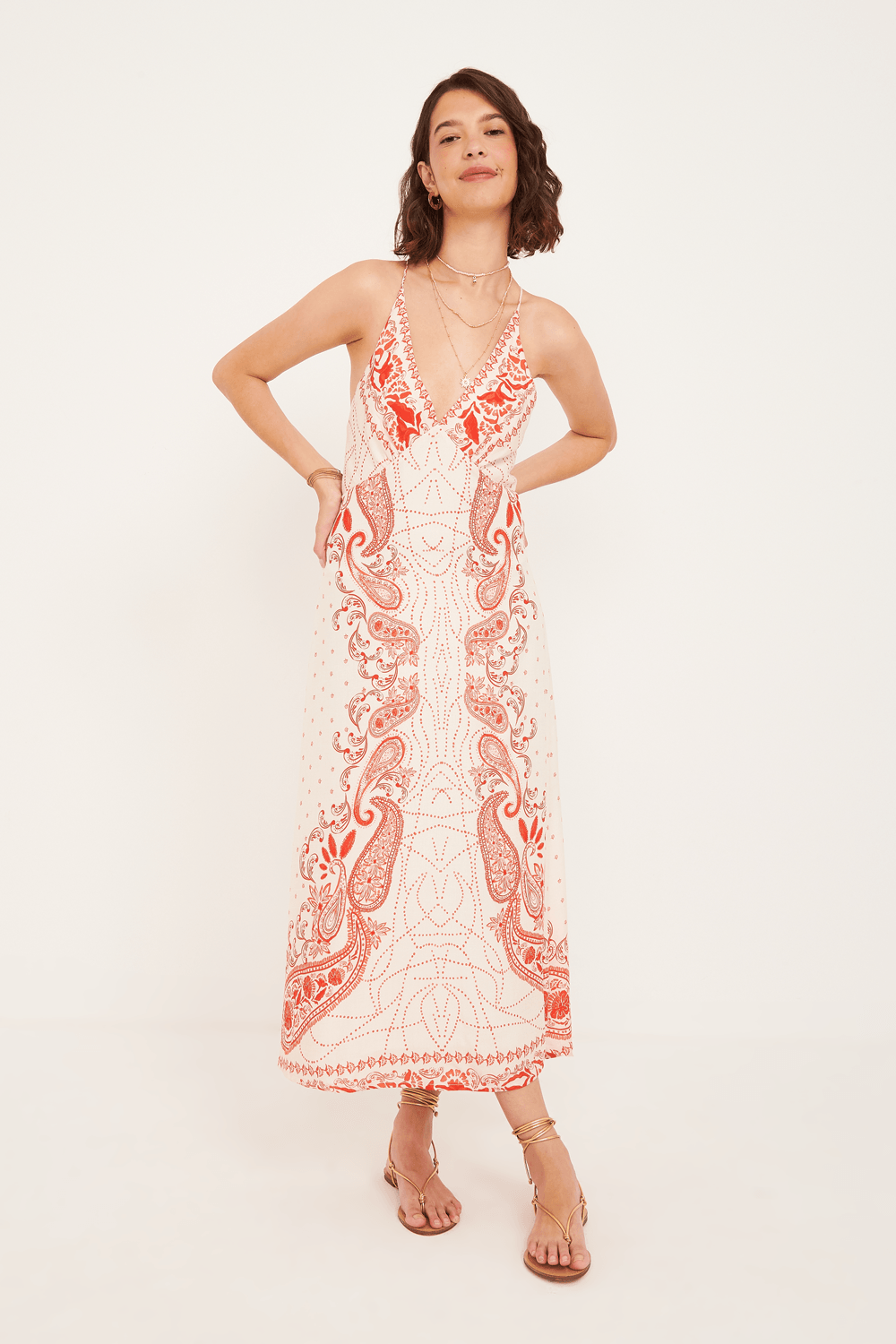 vestido midi bela estampa mandala rubi - Garage Rio