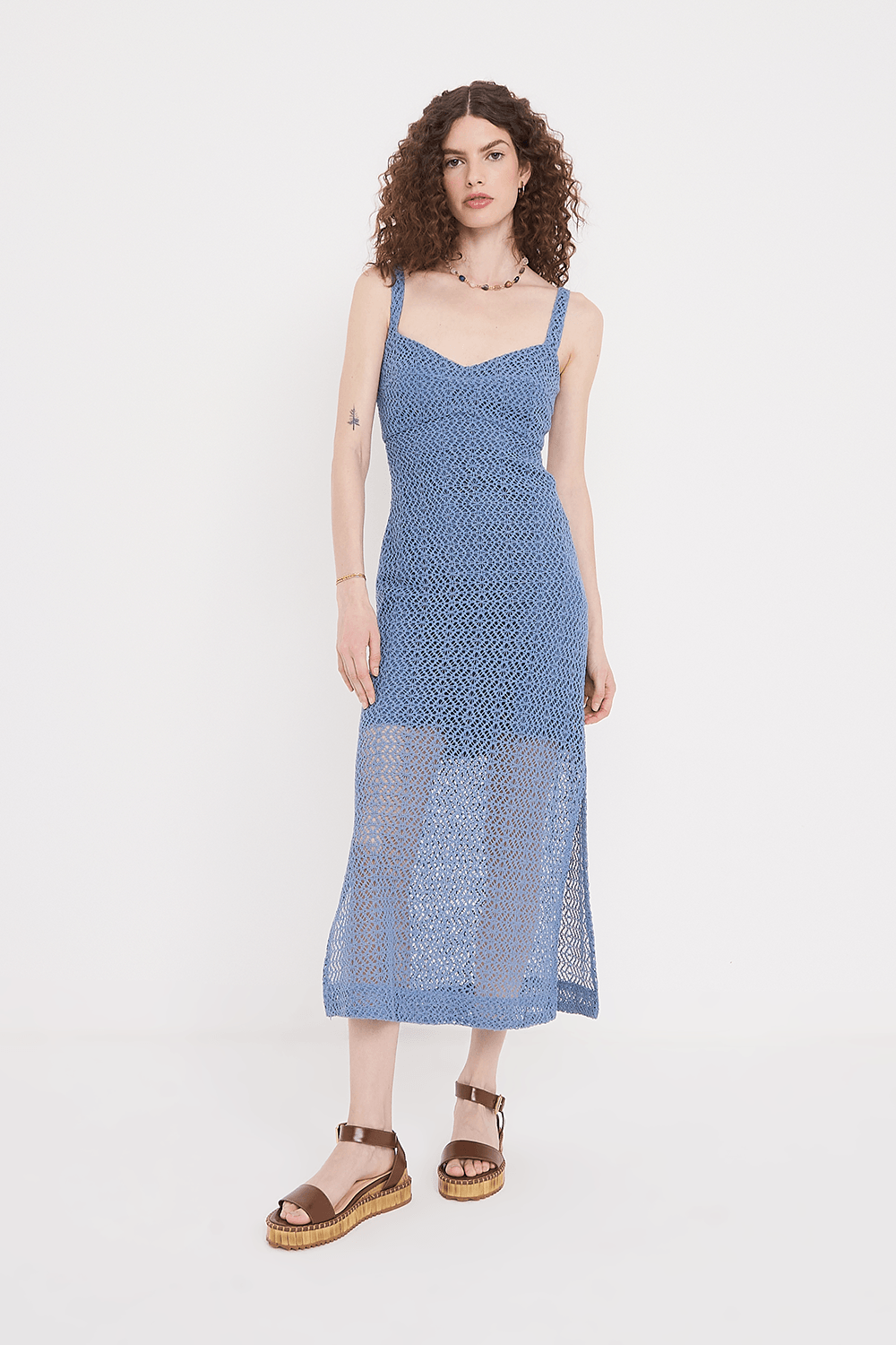 vestido cassie midi busto recortado alça larga - Garage Rio