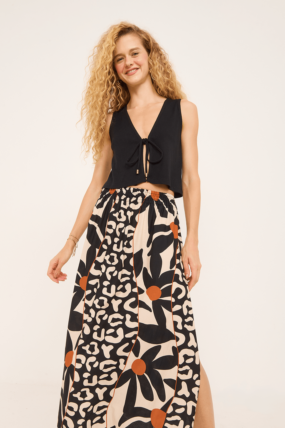 saia vic midi estampa estampa bicho flor - Garage Rio